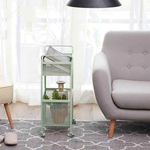 Magazine & Newspaper Baskets Magazine Rack Wrought Iron Rack Wheeled Living Room Book Storage Basket Bedroom Bedside Locker Living Room Storage Cart Floor-Standing Multi-Layer Storage Rack