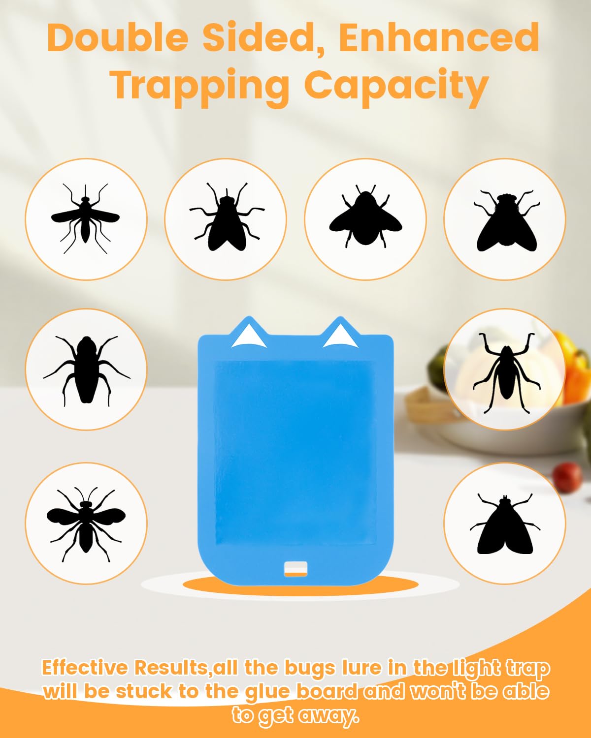 FLODTEAK 10 Pack Refill Cartridges for Raid Essentials Flying Insect Light Trap, Double Sided Plug-in Blue Light Replacement Insect Trap Glue Boards for Bugs Flies Gnats, FLK-2