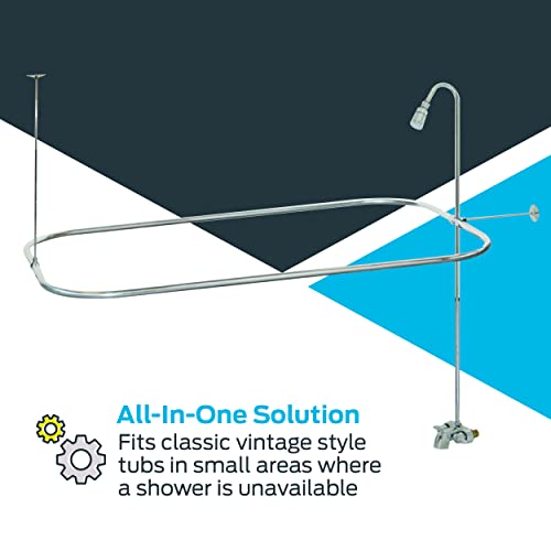 EZ-FLO 27 x 42 Inch Bathcock Type Portable Aluminum Add On Shower Unit with Shower Rod Frame, Chrome Plated, 11123