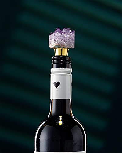 Crystal Wine Bottle Stoppers Natural Gemstone Wine Saver with Gift Box for Parties Wedding & Decoration (Amethyst Druzy)