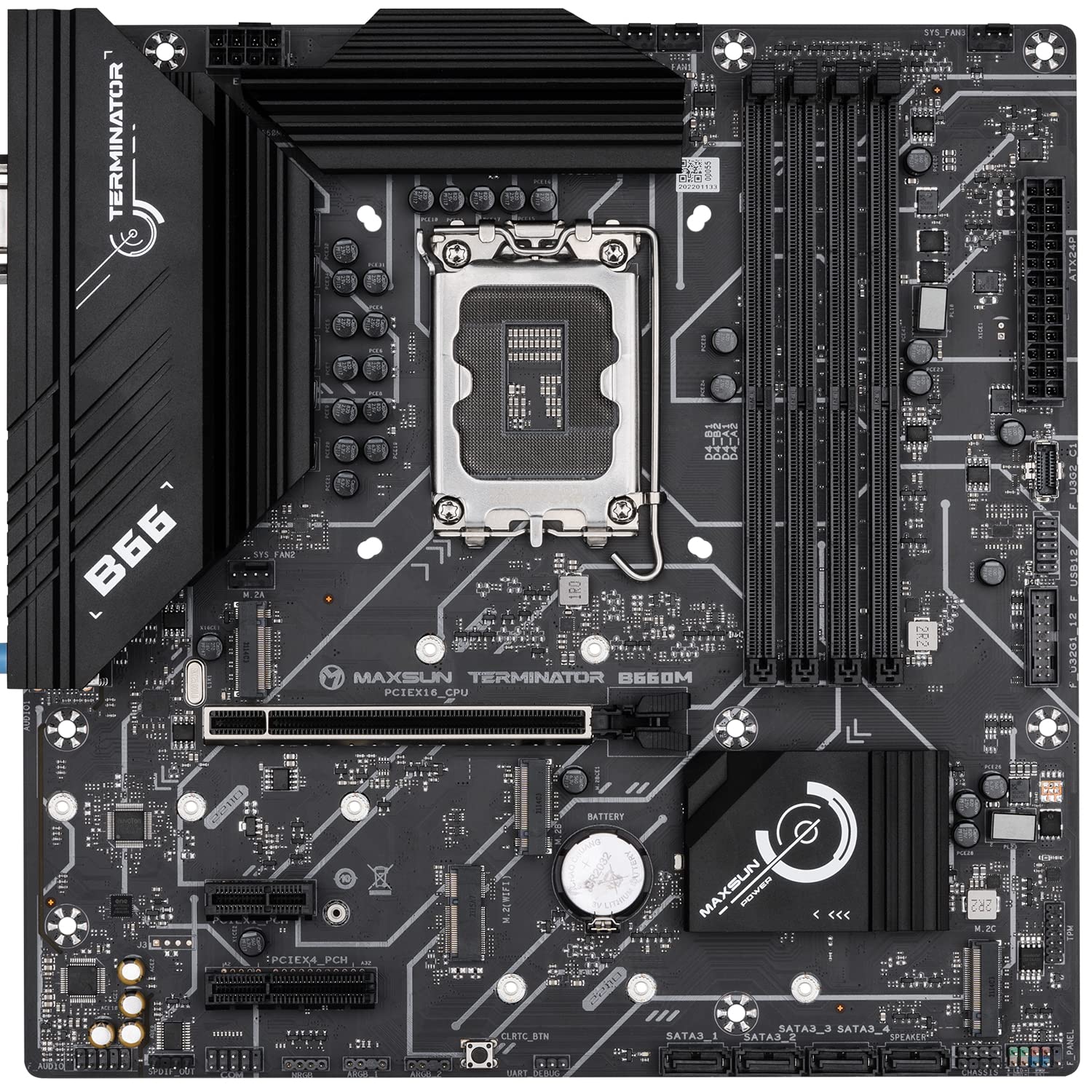 MAXSUN Terminator B660 LGA 1700(Intel 12th Gen) mATX Motherboard (PCIe 4.0, DDR4,3xM.2 Slots, 2.5Gb LAN, DP, 2 x HDMI, VGA, Rear USB 3.2 Gen 1, Front USB 3.2 Gen 2 Type-C)