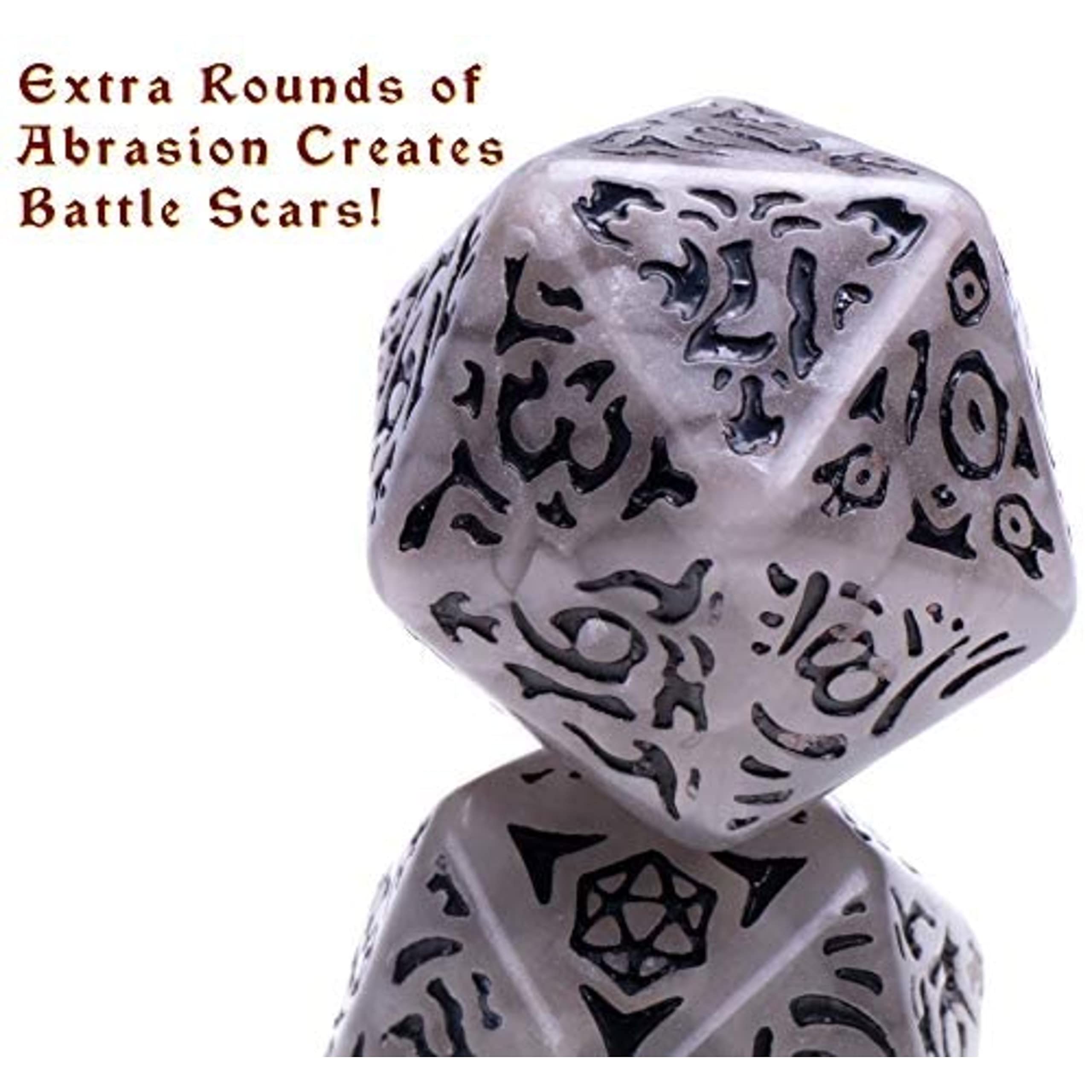 Wiz Dice Battle-Scarred D20 Dice - Jumbo DND Dice Set for Tabletop RPG Adventure Games - 20 Sided Dice, Suitable for Dungeons and Dragons, Magic The Gathering and Dice Games Alike - 25 mm - 5 ct