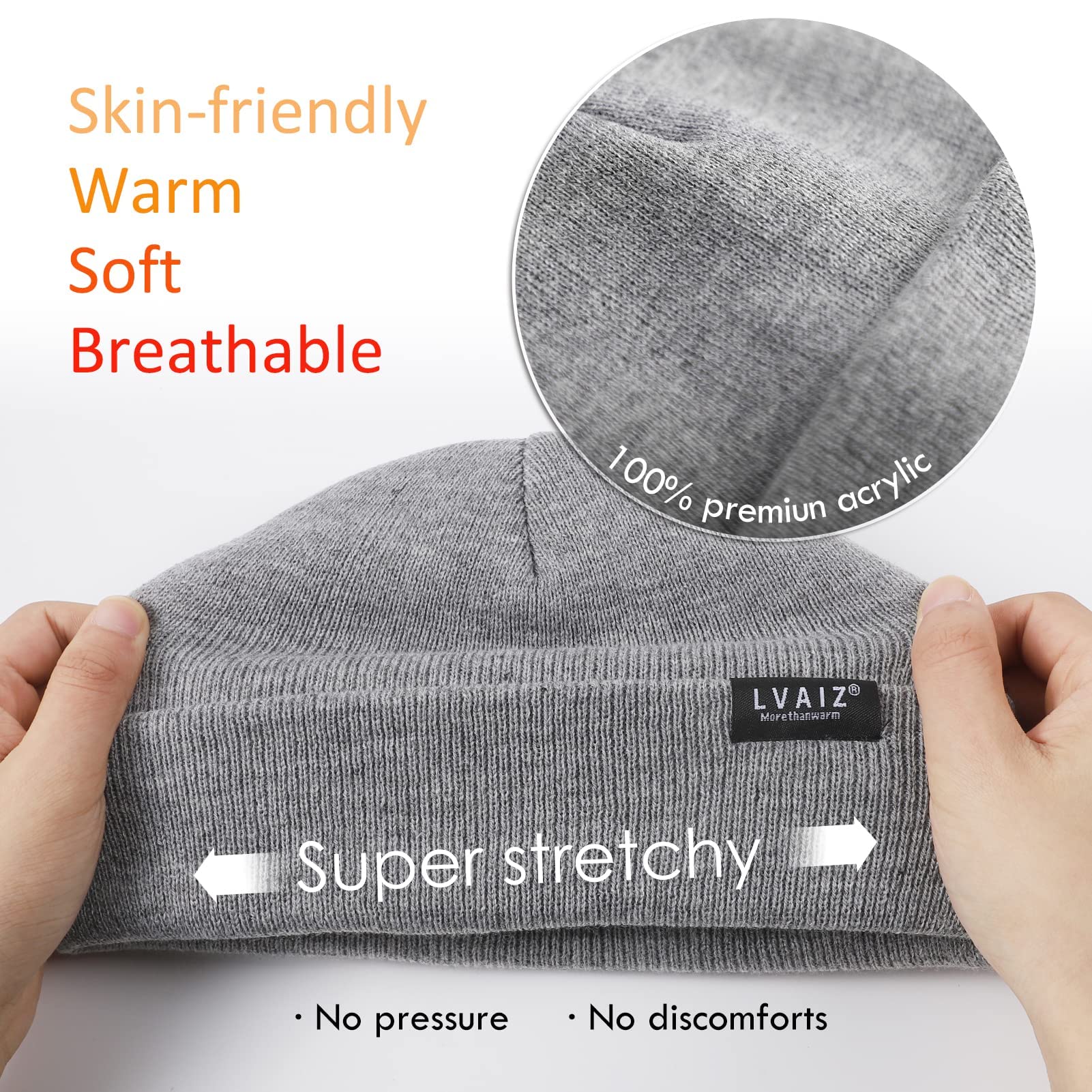 Lvaiz Kids Winter Satin Lined Beanie Hats Toddler Warm Cuffed Hat with Silky Lining Children Knitted Watch Hat Grey