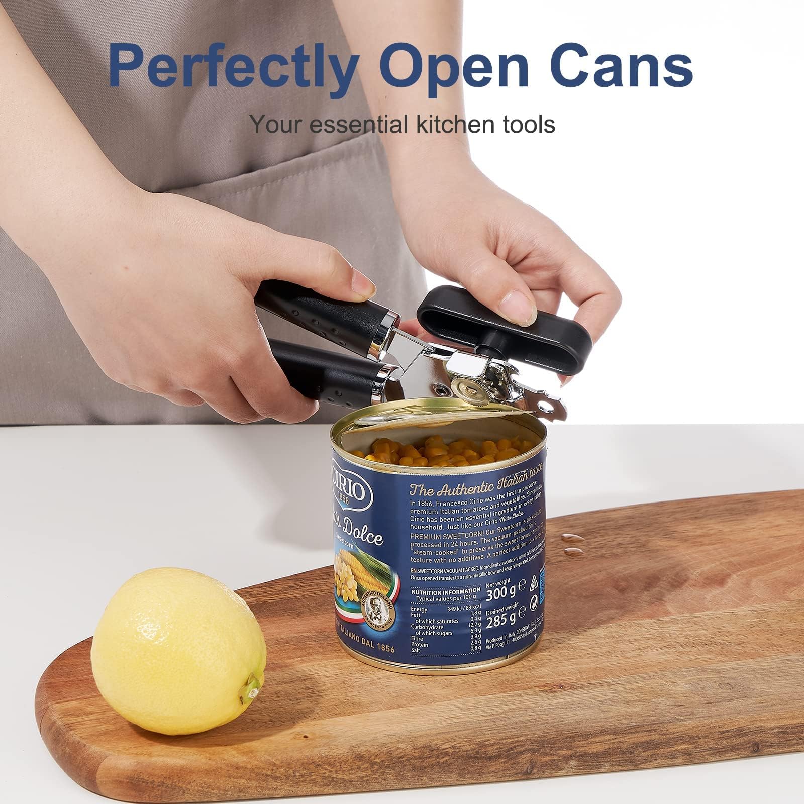 Can Opener, Manual Can Opener Kitchen Durable Stainless Steel Heavy Duty Can Openers with Anti-slip Hand Grip Ultra Sharp & Smooth Edge