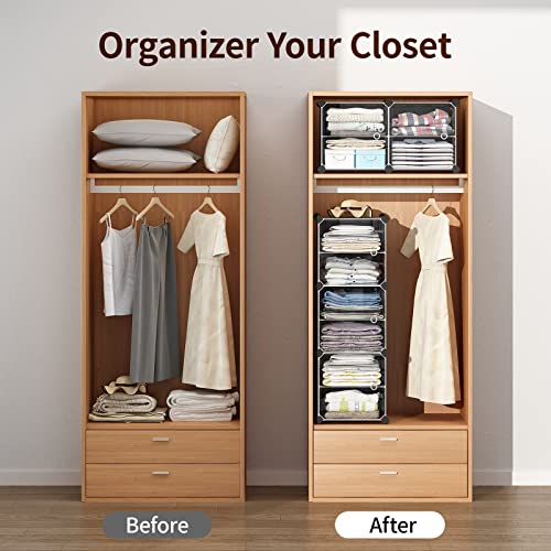 MAGINELS 3-Cube Storage Organizer, Stackable Cubby Shelf, Easy Assemble, Closet Organizers with Doors, Clothing Storage for Bedroom,Livingroom,Black