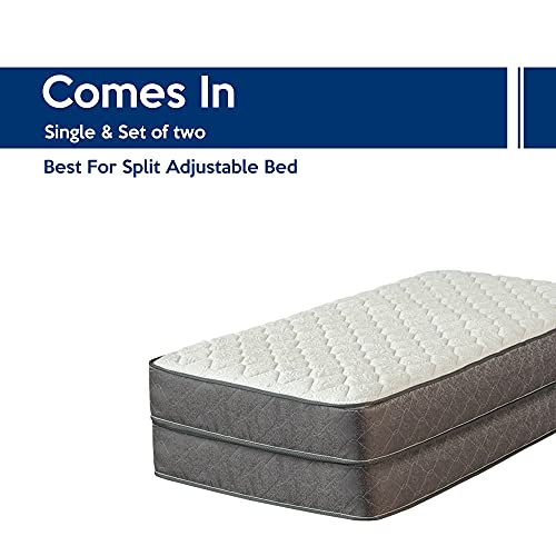 Greaton, 9-Inch Pocketed Coil Rolled Medium Plush Mattress for Adjustable Bed, Split Queen Set of 2 Halves (80x30 Each Half)