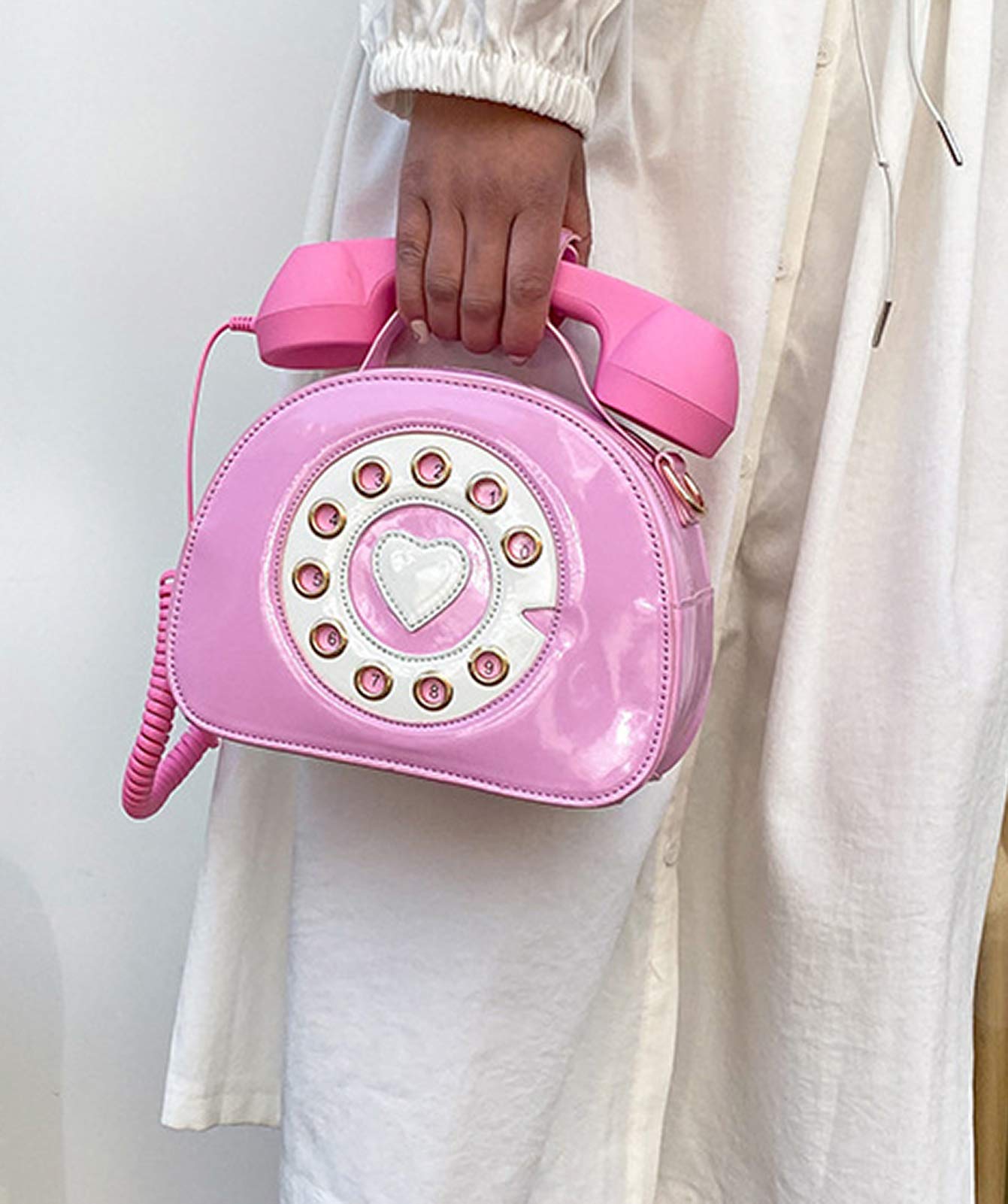 QZUnique Telephone Shoulder Bag Women Retro Cross Body Bag PU Leather Clutch Purse Chain Tote Bag