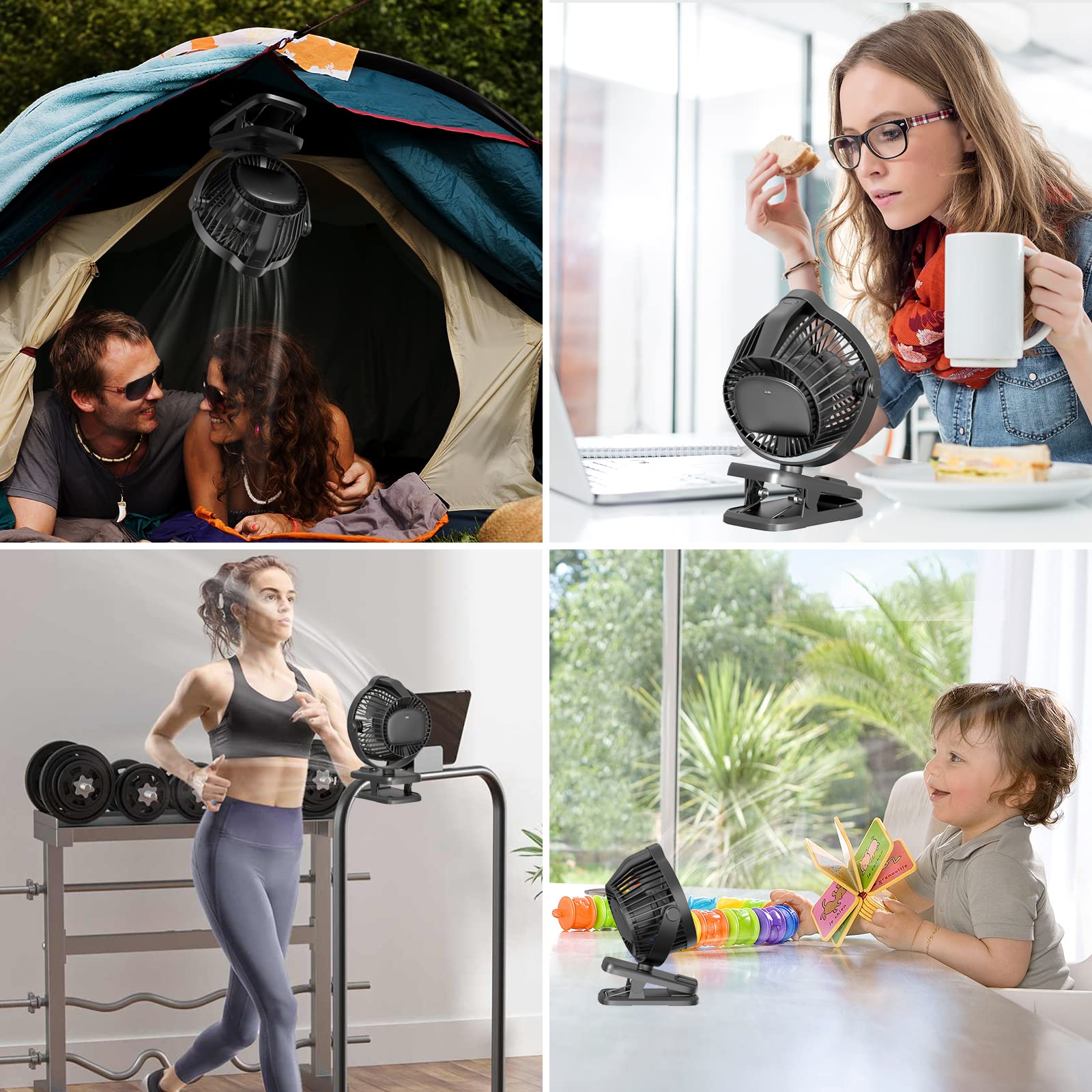 DILIBIRD 10000mAh Clip on Fan Battery Powered Desk Fan with 5 Speeds and Remote Control - Rechargeable Fan Portable with Screen Battery Display for Bed, Golf Cart, Van