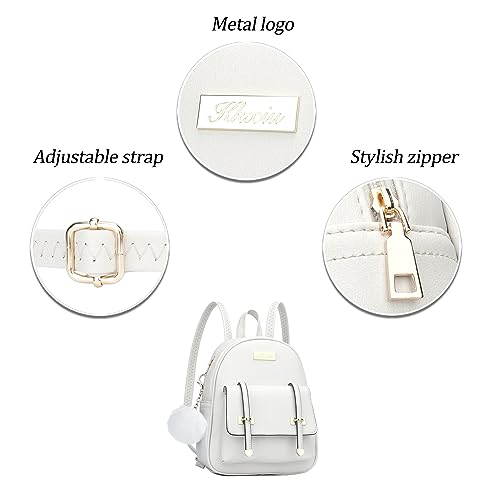 KKXIU Women Small Backpack Purse Convertible Leather Mini Daypacks Crossbody Shoulder Bag (White)
