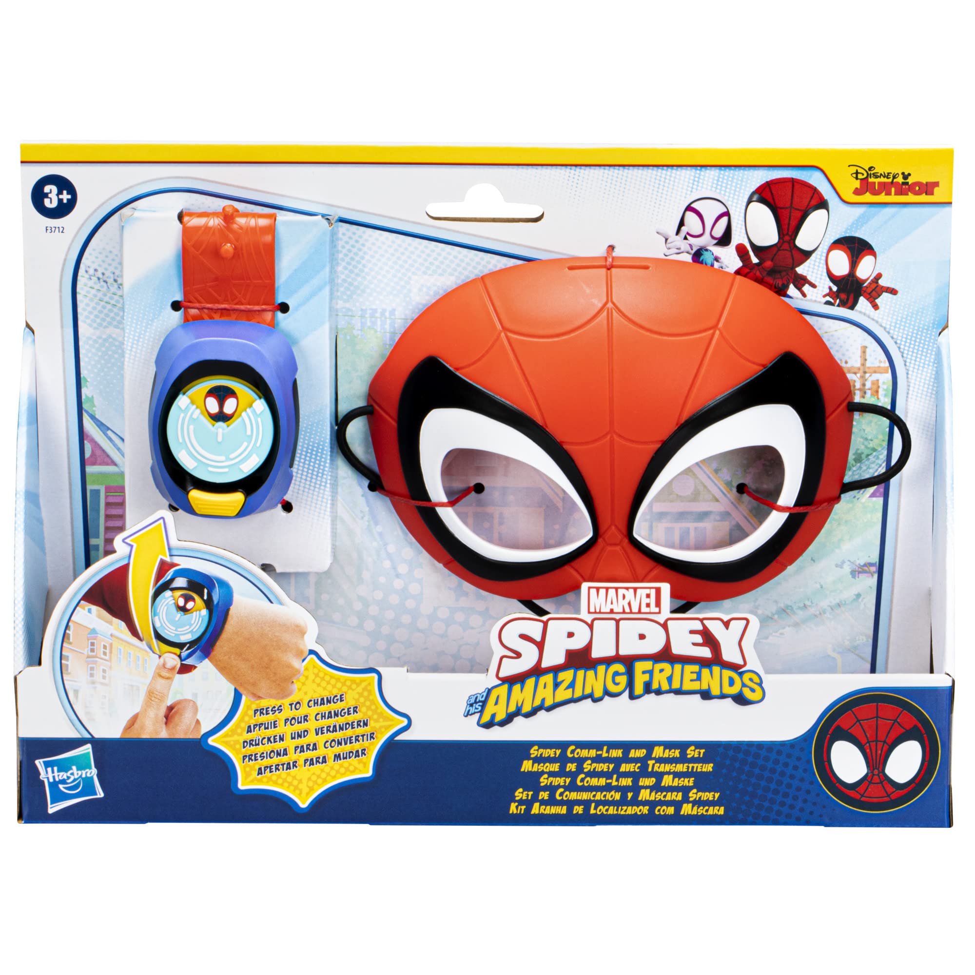 Spidey and His Amazing Friends Spidey Comm-Link Wristband and Mask Set, Marvel Preschool Super Hero Toys, Kids Easter Gifts, Ages 3+
