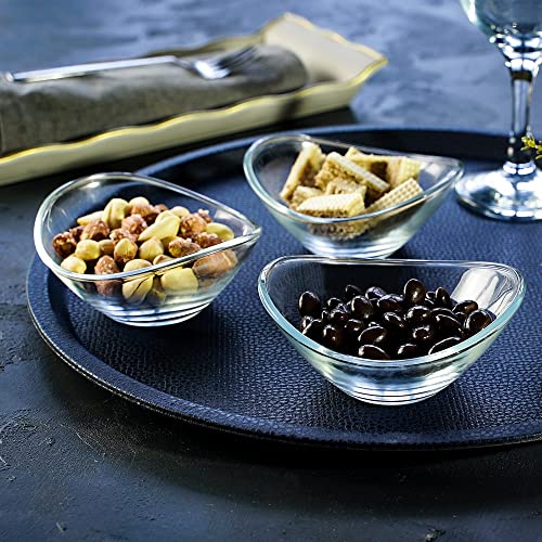 Crystalia Glass Pinch Bowls, Small Boutique Sauceboat Bowls Set for Kitchen Prep, Cooking and Serving Bowls for Fruit, Sauce, Dipping and Candy, Set of 6