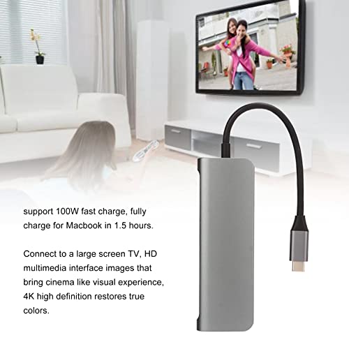 Dilwe 8 in 1 USB C 3.0 Hub, Portable USB C Docking Station, 3 USB 3.0 Ports, 4K HDMI Output, SD/Micro SD Card Reader, USB C 100W PD Fast Charge, 500MB/S USB Splitter