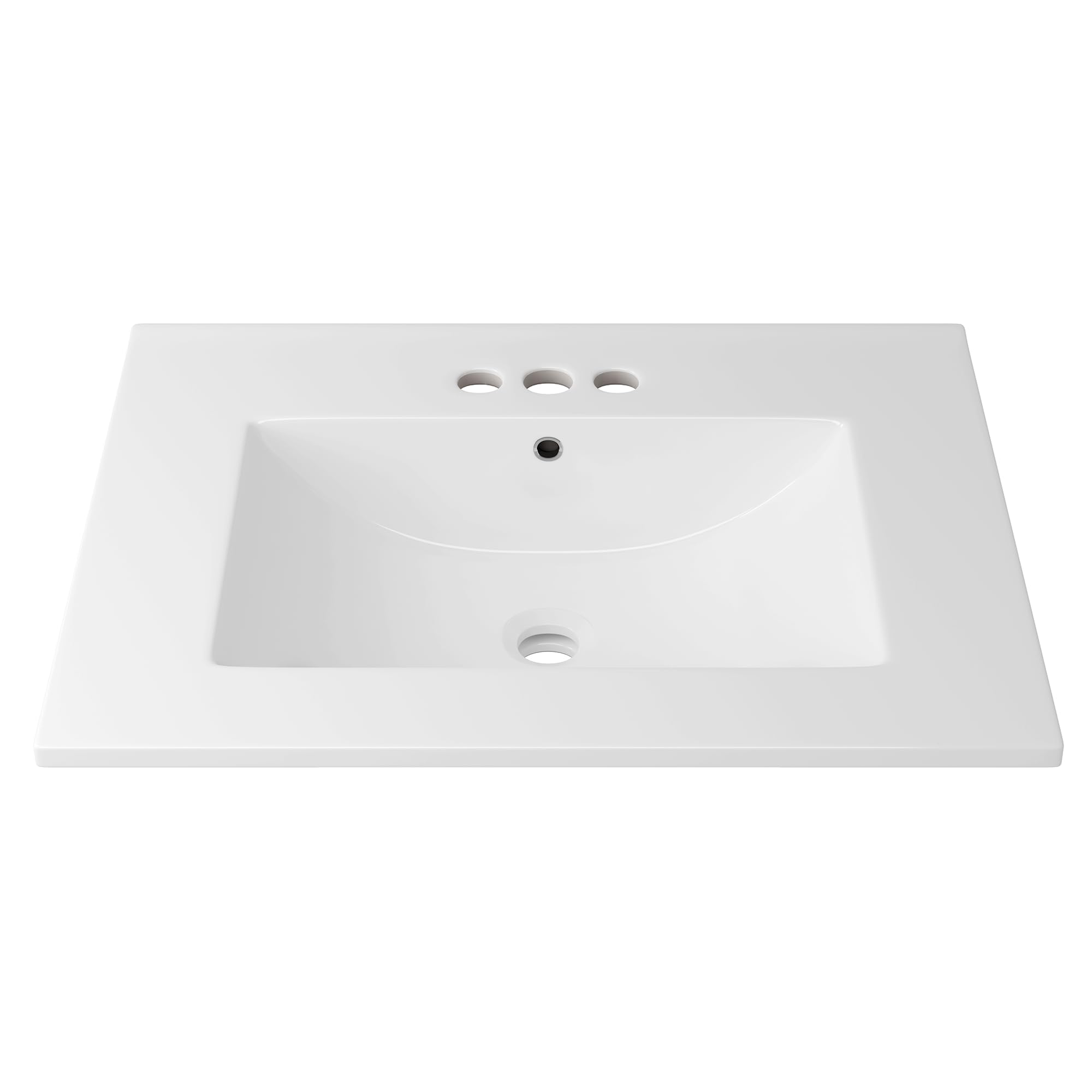 Eridanus 24"x18¼" Bathroom Sink with Three Holes (4inch Centerset), Ceramic Bathroom Vanity Sink Top with Overflow, Drop in Bathroom Vessel Sink Rectangle Ideal for Small Spaces - Glossy White