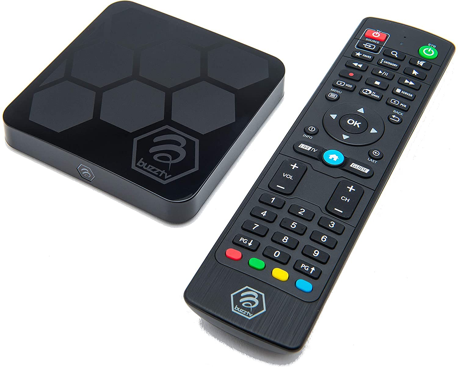 Buzz TV XR4000 with Bonus ARQ100 + Buzz Samsung LG Remote - Android 9.0 IPTV Set-Top Box - Faster Than Ever Before - 4K Ultra HD - 2GB RAM 16GB Storage - Latest Graphics Processor - Dual Band Wi-Fi.