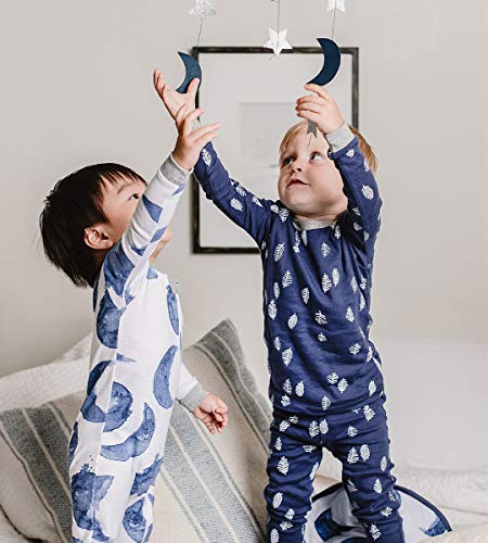 Burt's Bees Baby baby boys Pajamas, Zip-front Non-slip Footed Pjs, Organic Cotton and Toddler Sleepers, Indigo Hello Moon, 12 Months US