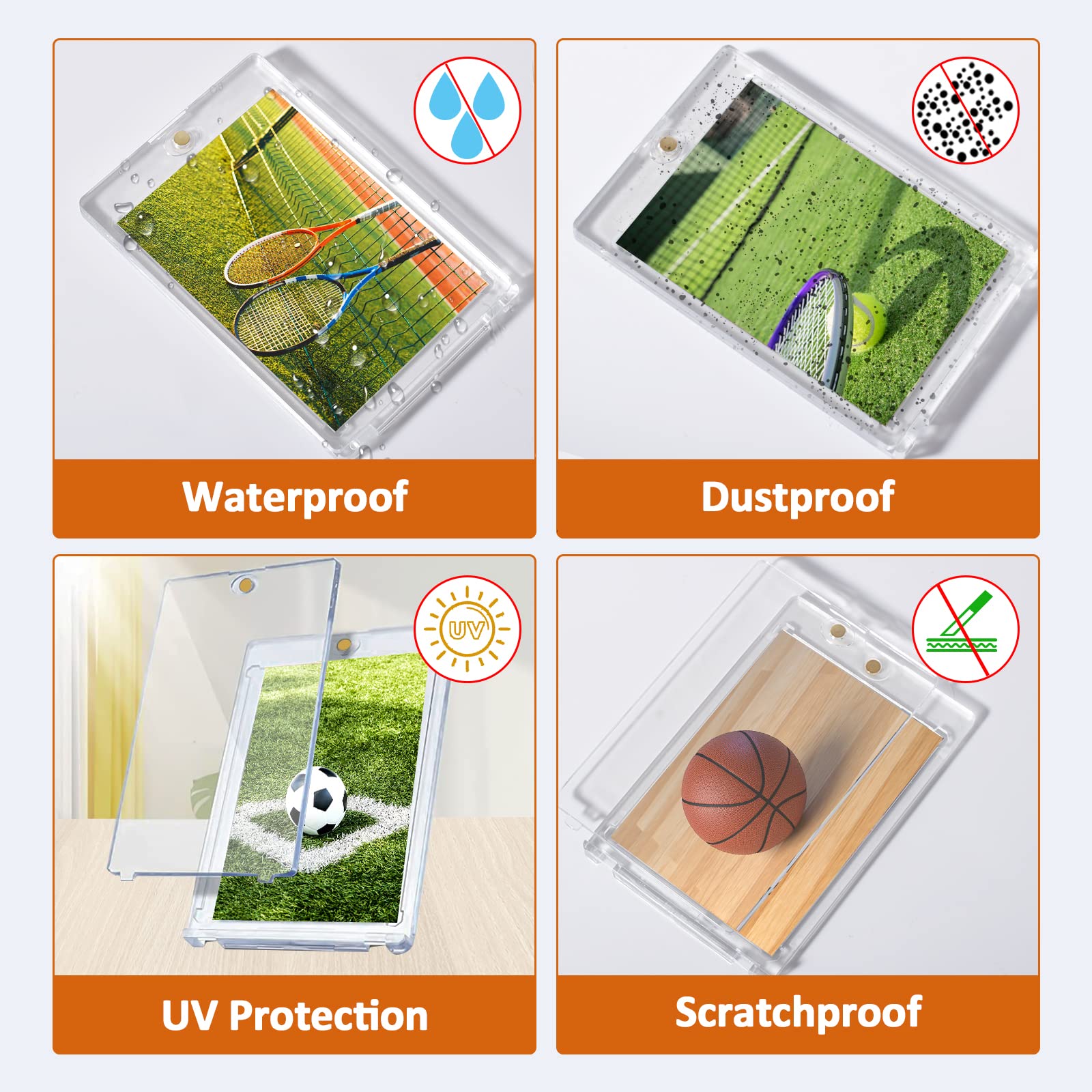 Taie Hyung 10 Count Magnetic Card Holder Case 35pt, One Touch Baseball Card Holders with 5 Stands, Clear Acrylic Card Protector Hard Plastic for Trading Cards Sport Cards Top Loaders
