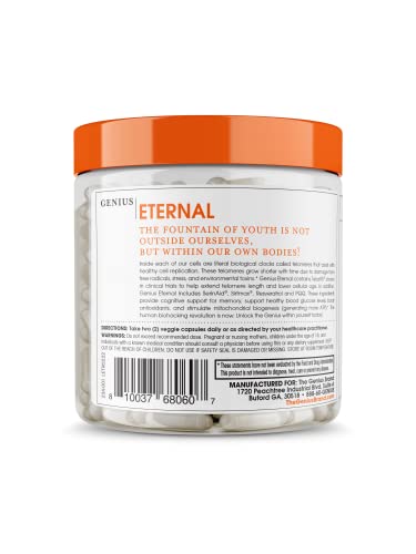 Genius Eternal, Anti-Aging Supplement - Telomere Capsules - NRF2 NADH Activator Supplements, Stem Cell Support for Longevity, Cellular Energy, Metabolism & Repair