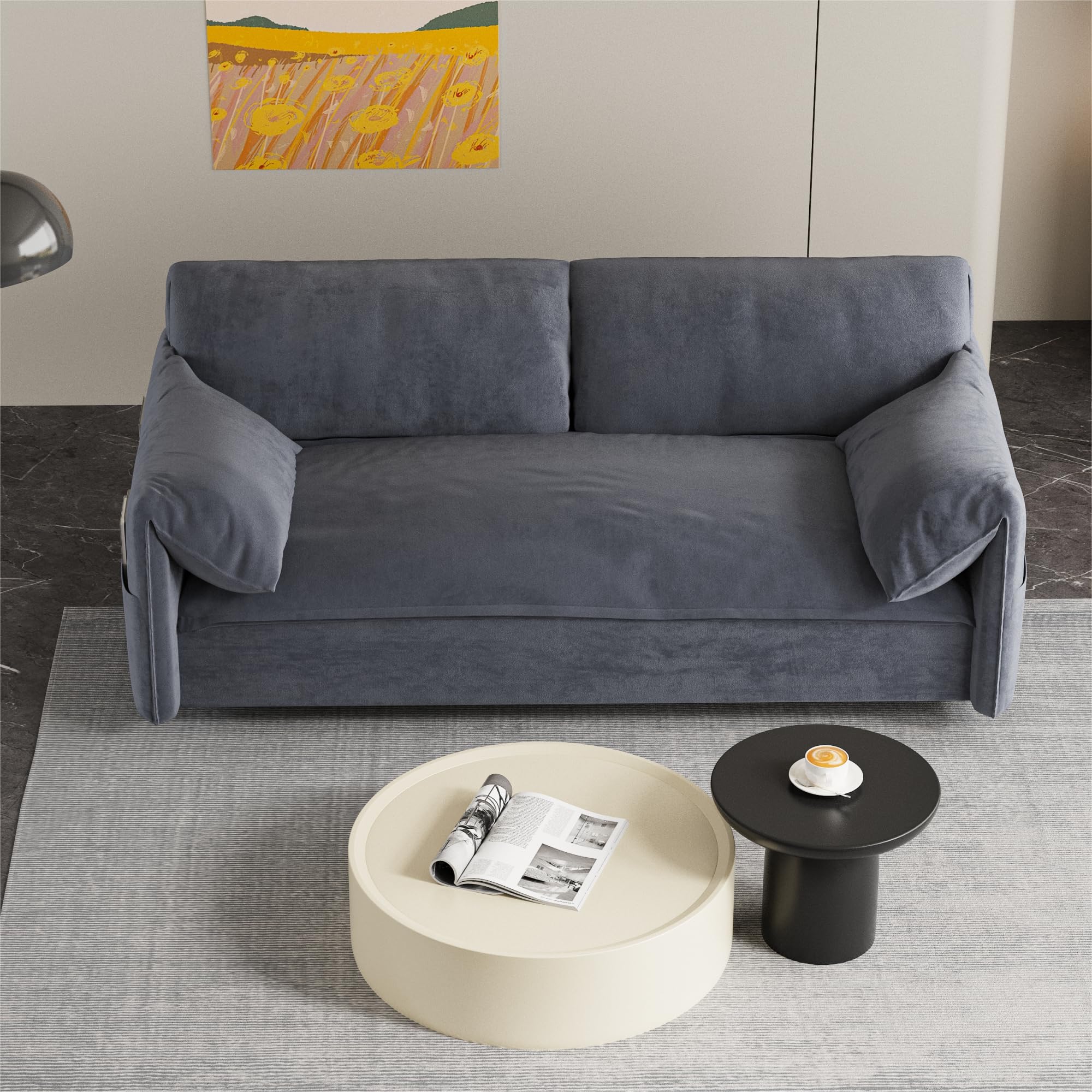 ERYE Oversized 3 in 1 Loveseat Sleeper Sofa Bed,Queen Size Love Seats W/Pull Out Couch and Padded Armrests Convertible Spacious Sofabed with Side Storage Pocket for Home Office Apartment Living Room