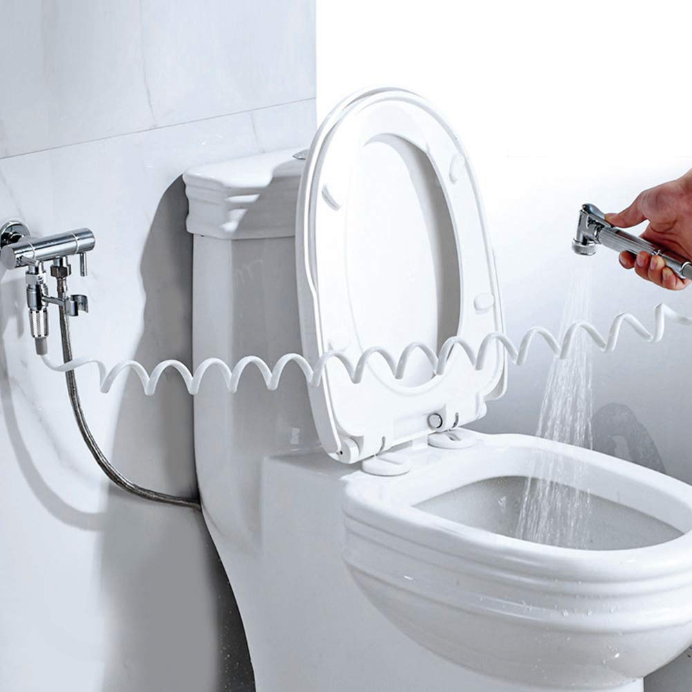 Flexible Shower Hose, Shower Hose, ABS Flexible Telescopic Shower Hose for Water Plumbing Toilet Bidet Sprayer Gun Bathroom (White)