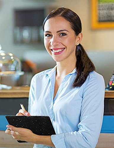 Server Books for Waitress - Leather Waiter Book Server Wallet Cute Waitress Book&Waitstaff Organizer, Waitress Book with Money Pocket&Magnetic Closure Fit Server Apron, Glitter Black