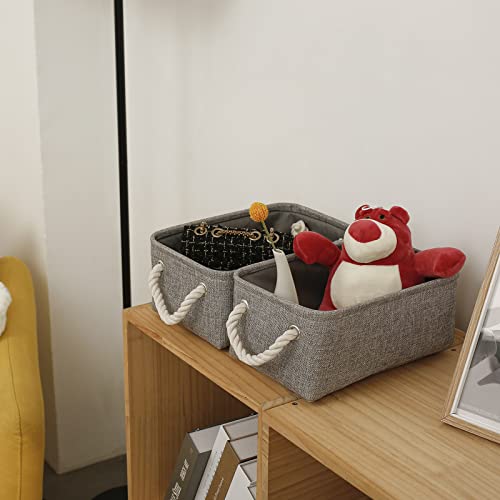 Storage Basket for Shelves Closets Pet toy Baby Toy, Collapsible Fabric Storage Bin for Laundry, Nursery(2pcs/Small 11.8Lx7.8Wx5.9H, Grey)