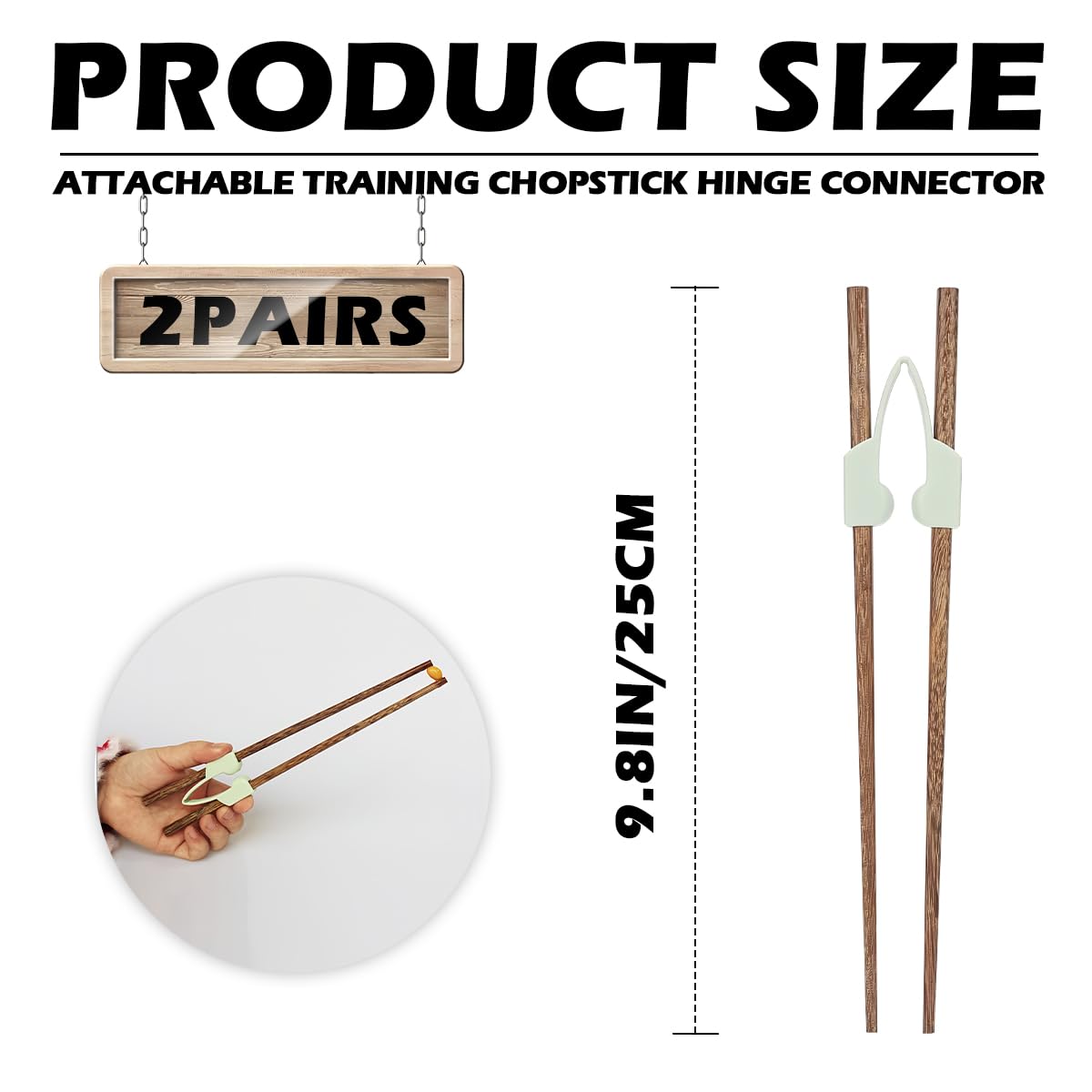 DOERDO Learning Chopstick Helpers 2Pairs Wooden Chopsticks for Adults, Beginner, Trainer, Reusable Plastic Training Chopstick Helper, 9.8 Inch