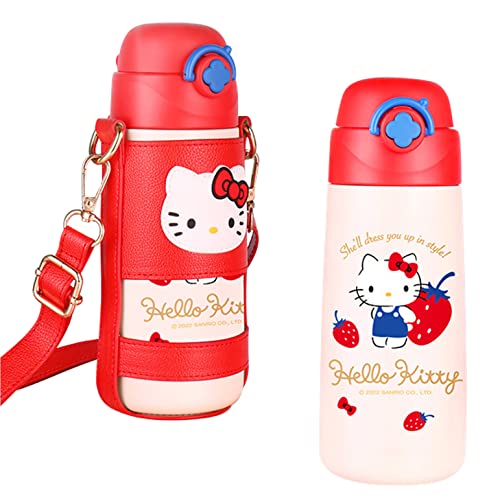 Hello Kitty Stainless Steel Insulated Water Bottle with Bag White 500ml