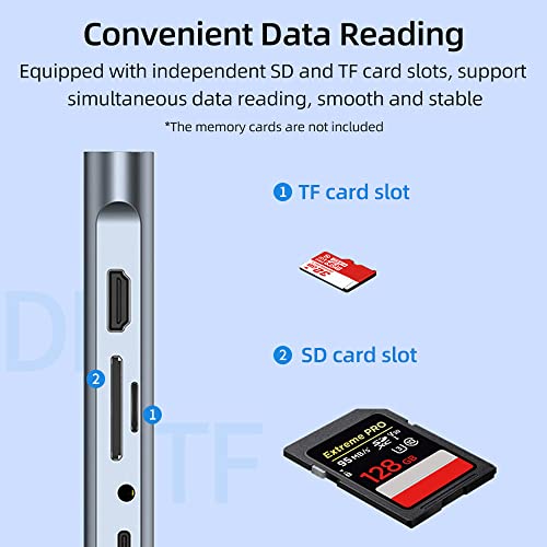 ERYUE Type-C 11-in-1 Hub Aluminum Alloy Shell with USB2.0 USB3.0 HD VGA PD RJ45 Ports SD TF Card Slots 3.5mm o Interface