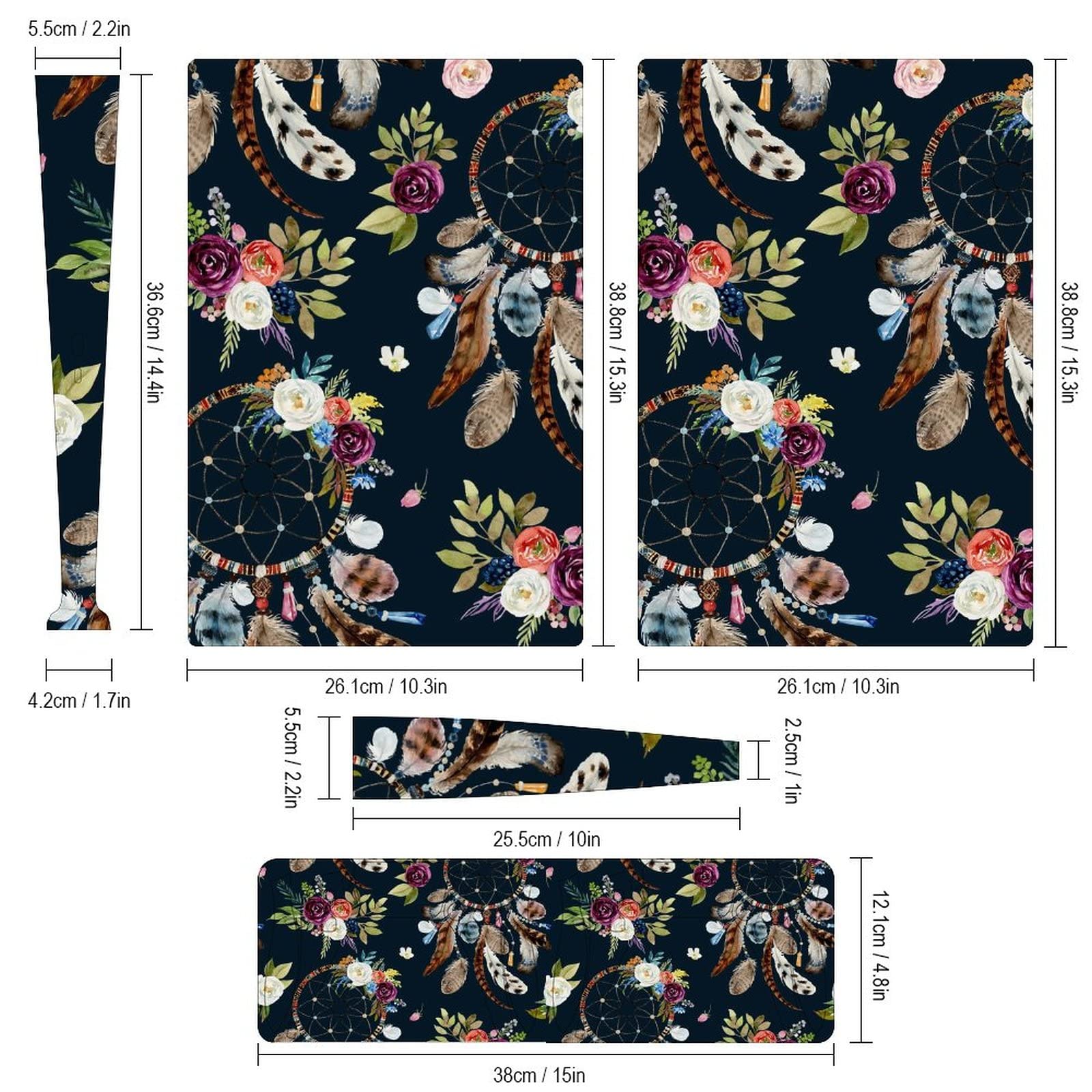 Dream Catcher and Flowers Full Protective Skin Cover Design Wrap Decal Sticker Compatible with PS5 Digital Edition Console and Controller