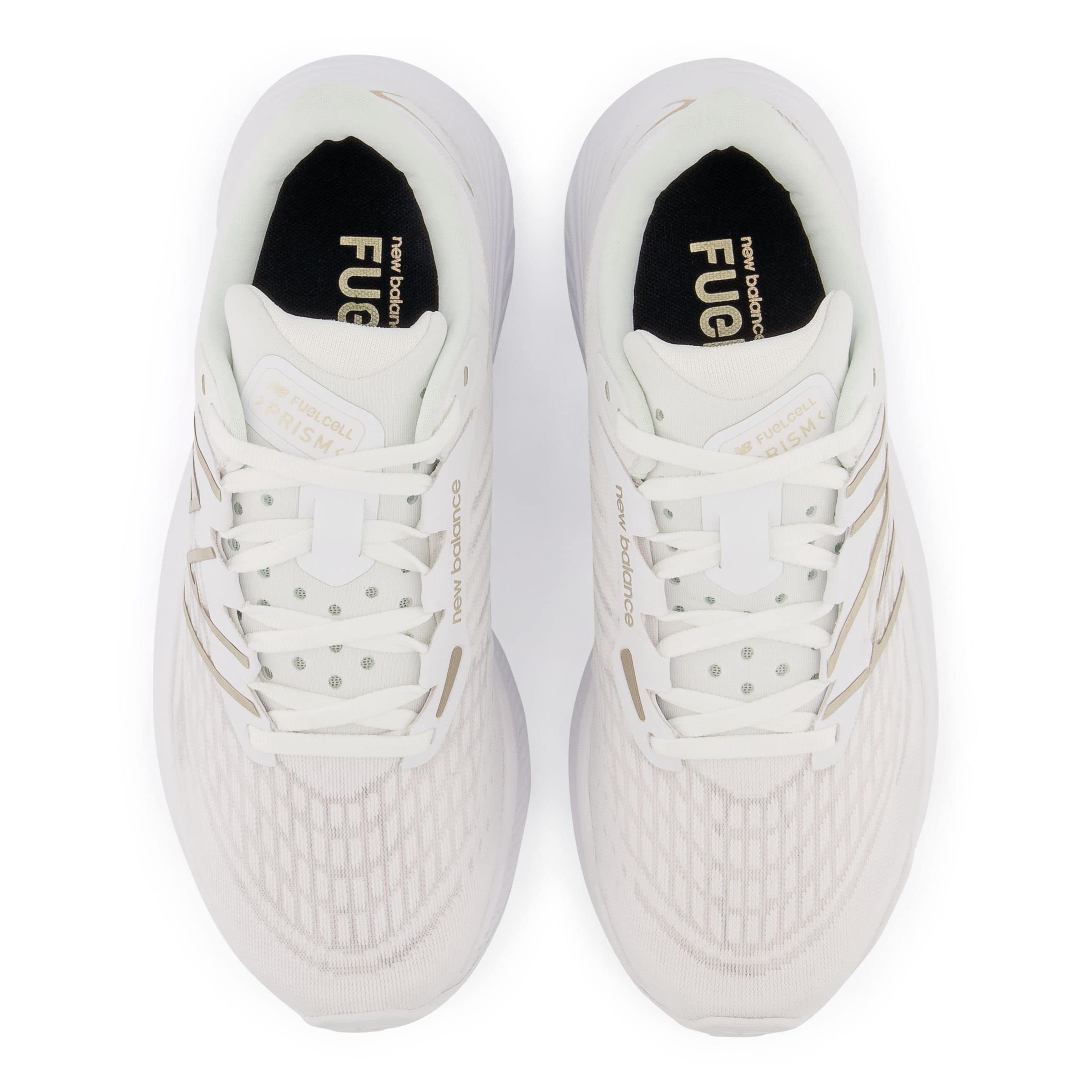 New Balance Women's FuelCell Prism V2 Running Shoe, White/Light Gold Metallic/White, 6 Wide