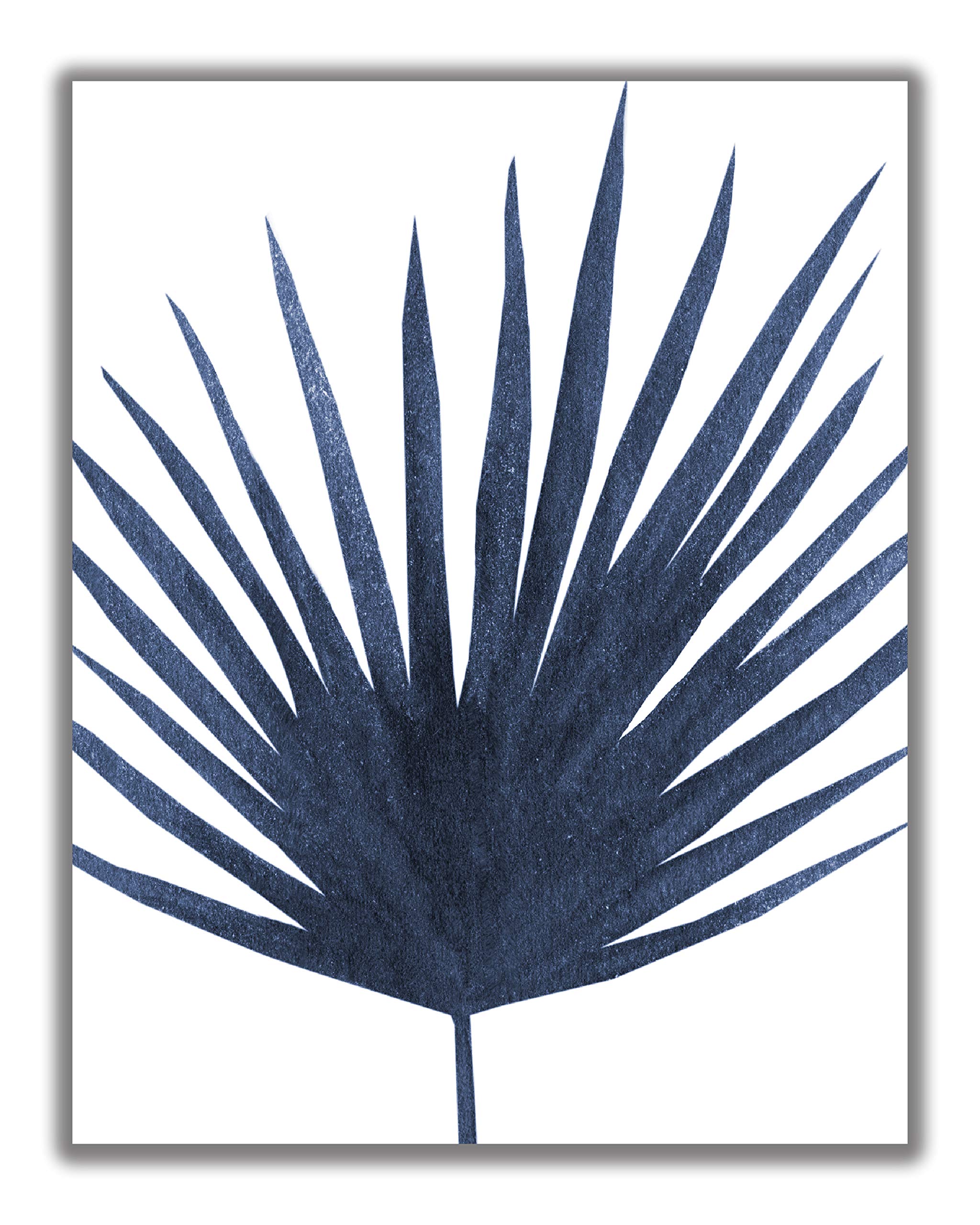 Blue Tropical Palm Frond Botanical Wall Art Print - 11x14 UNFRAMED, Abstract Modern Decor - A Bold, Bright Look for Any Room