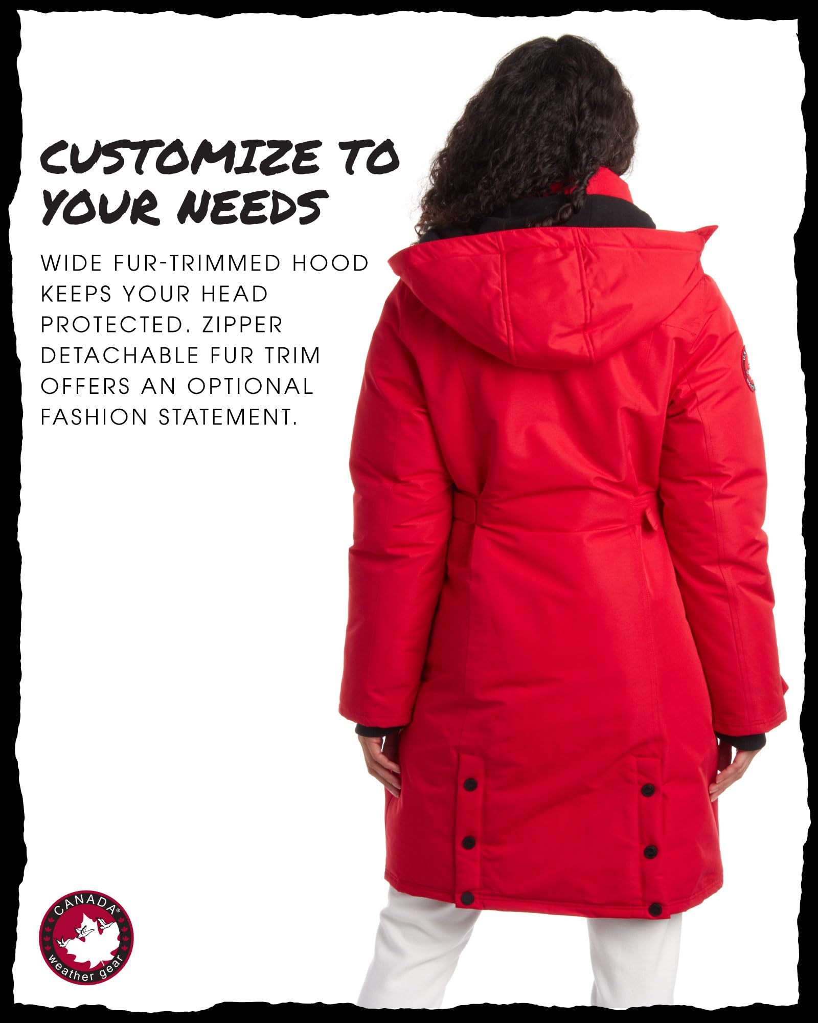 CANADA WEATHER GEAR Women's Winter Coat - Stadium Parka Jacket, Fur Trim Hood (S-3XL), Size Medium, Red Apple