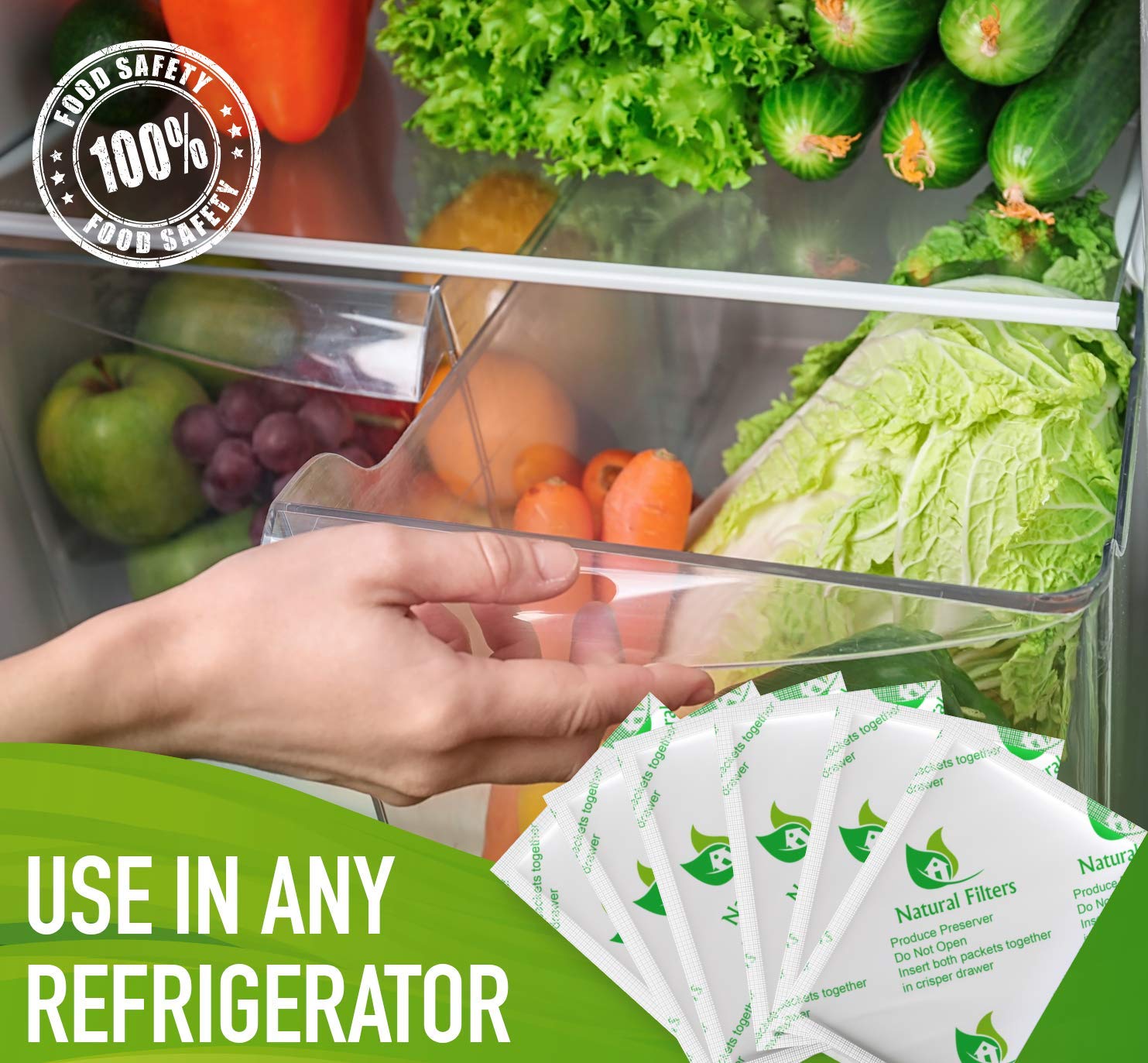 Natural Filters Air Filter, Produce Preserver (6-Pack Bundle) - Refrigerator Replacement Parts