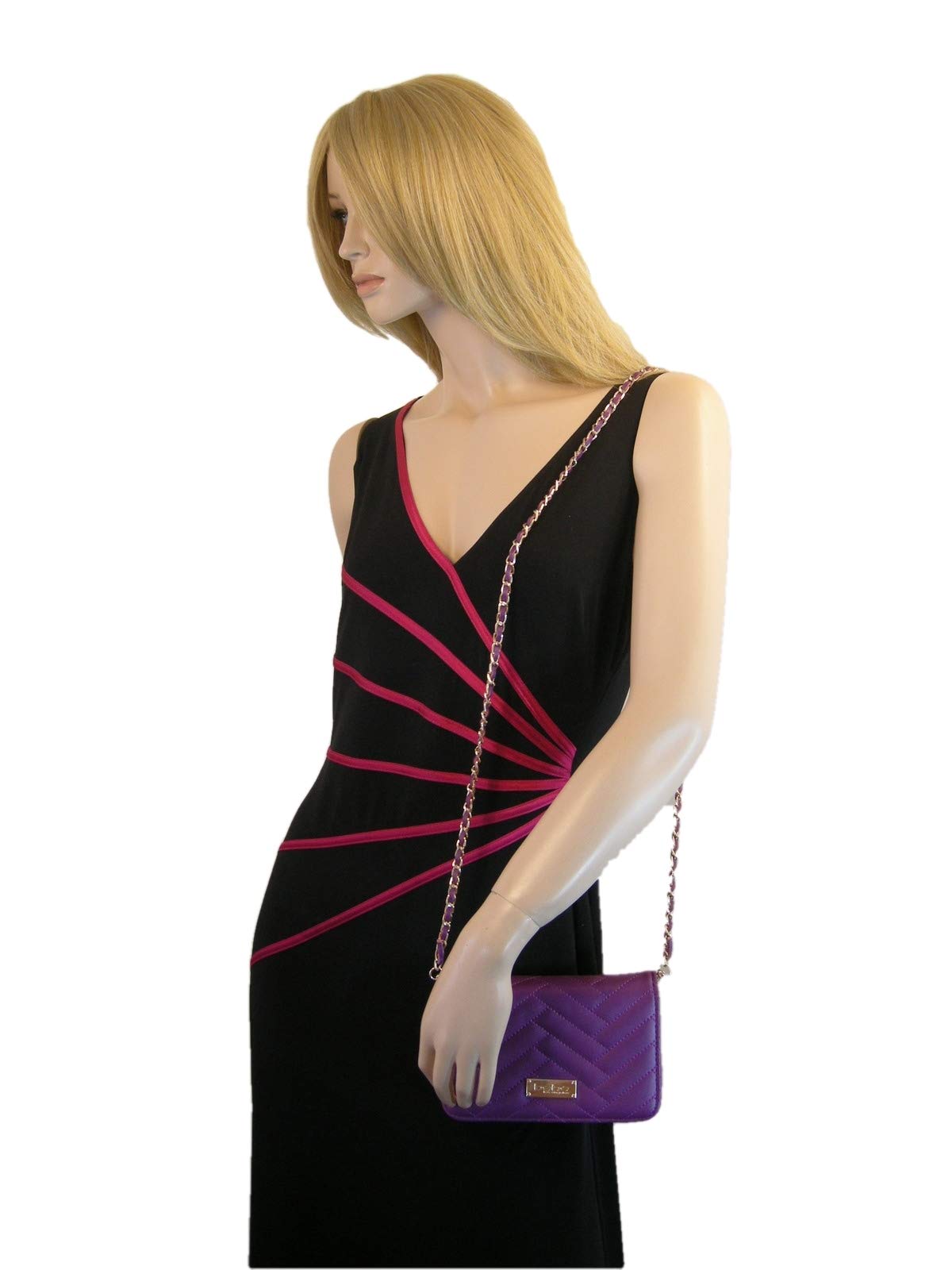 New BEBE Logo Purse Hand Bag Crossbody or Clutch Removable Chain Strap Purple