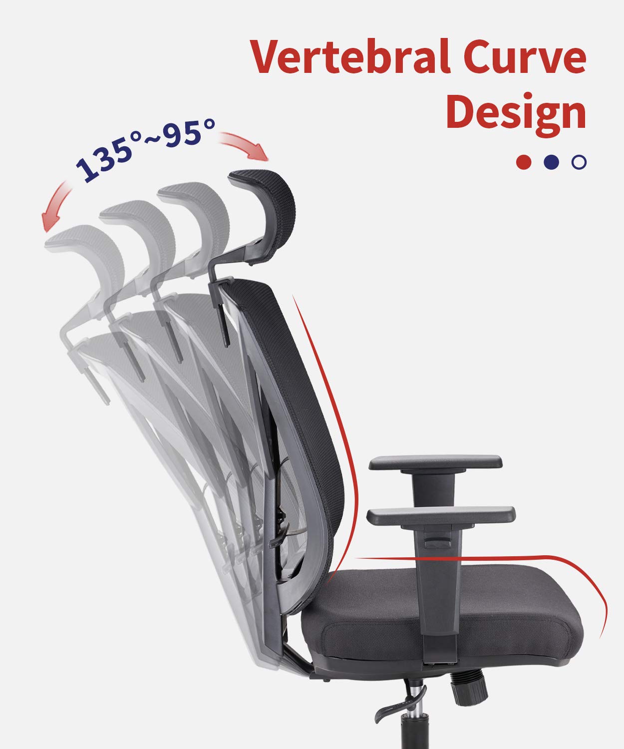 CLATINA Ergonomic High Mesh Swivel Executive Chair with Adjustable Height Head Arm Rest Lumbar Support and Upholstered Back for Home Office 2 Pack