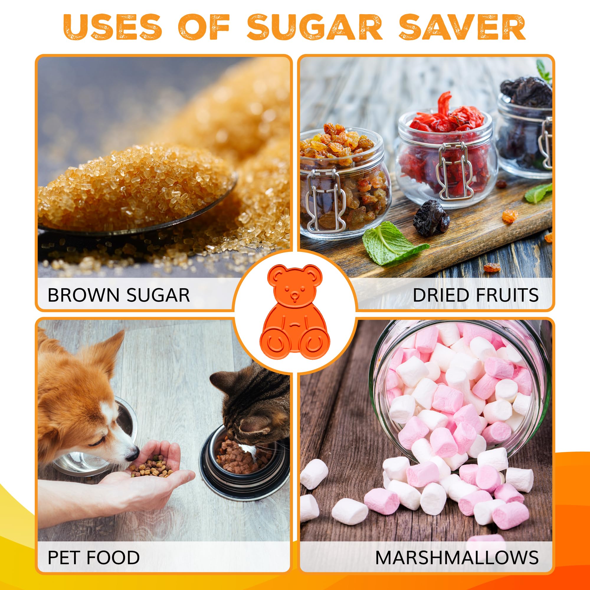 Enolvo Brown Sugar Bear - Terra Cotta Brown Sugar Keeper to Maintain Food Moisture, Food Safe Brown Sugar Saver for Food Storage Containers, Reusable Terracotta Discs - 2 Pack