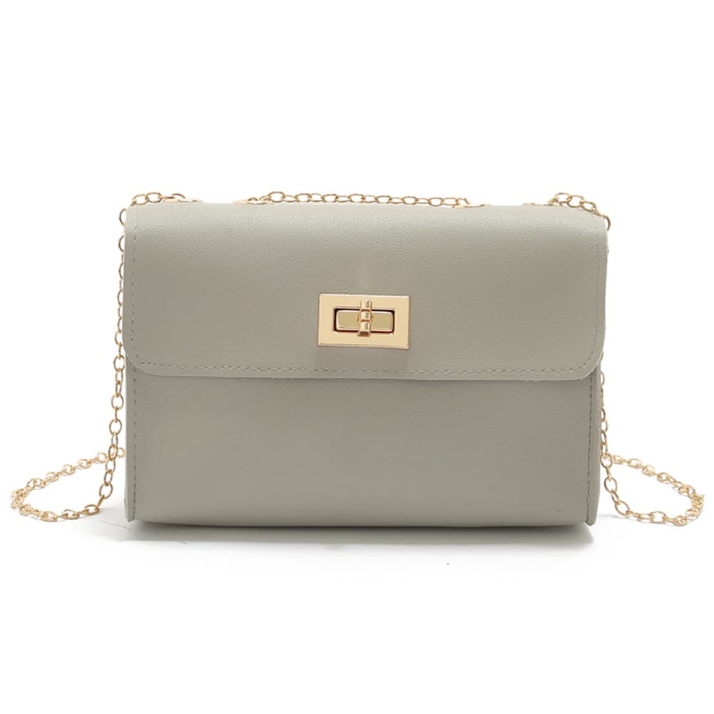 Women'S Crossbody Bag Chain PU Leather Shoulder Bag With Twist Lock Flap Casual Messenger Bags