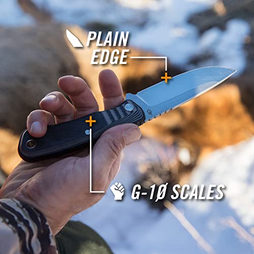 Gerber Gear Downwind Drop Point - Hunting Knife with Sheath for Camping & Hunting Gear - Olive