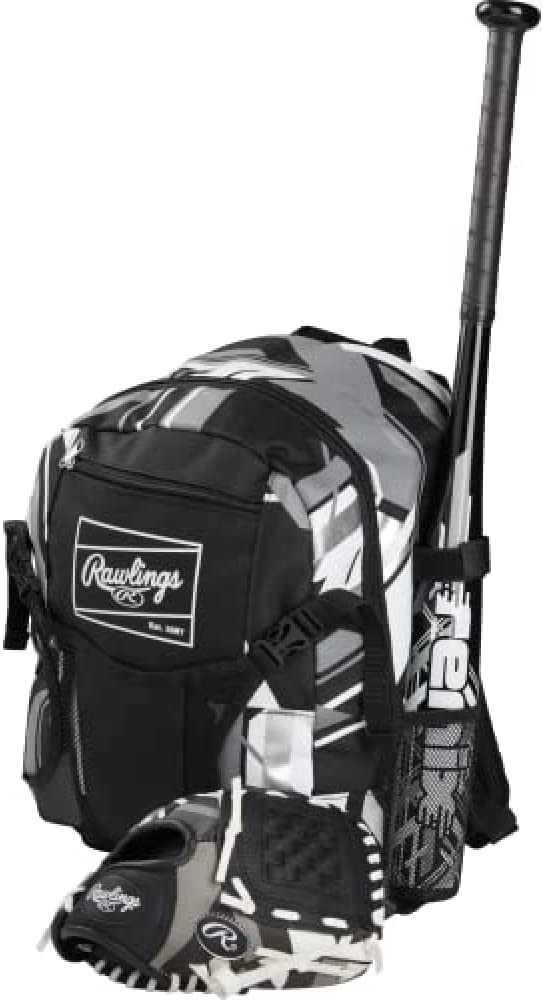Rawlings Remix Series Youth 9" Tball Glove (Right Hand Throw), 24" Tball Bat & Tball Backpack Bag Set (Black/White/Silver)