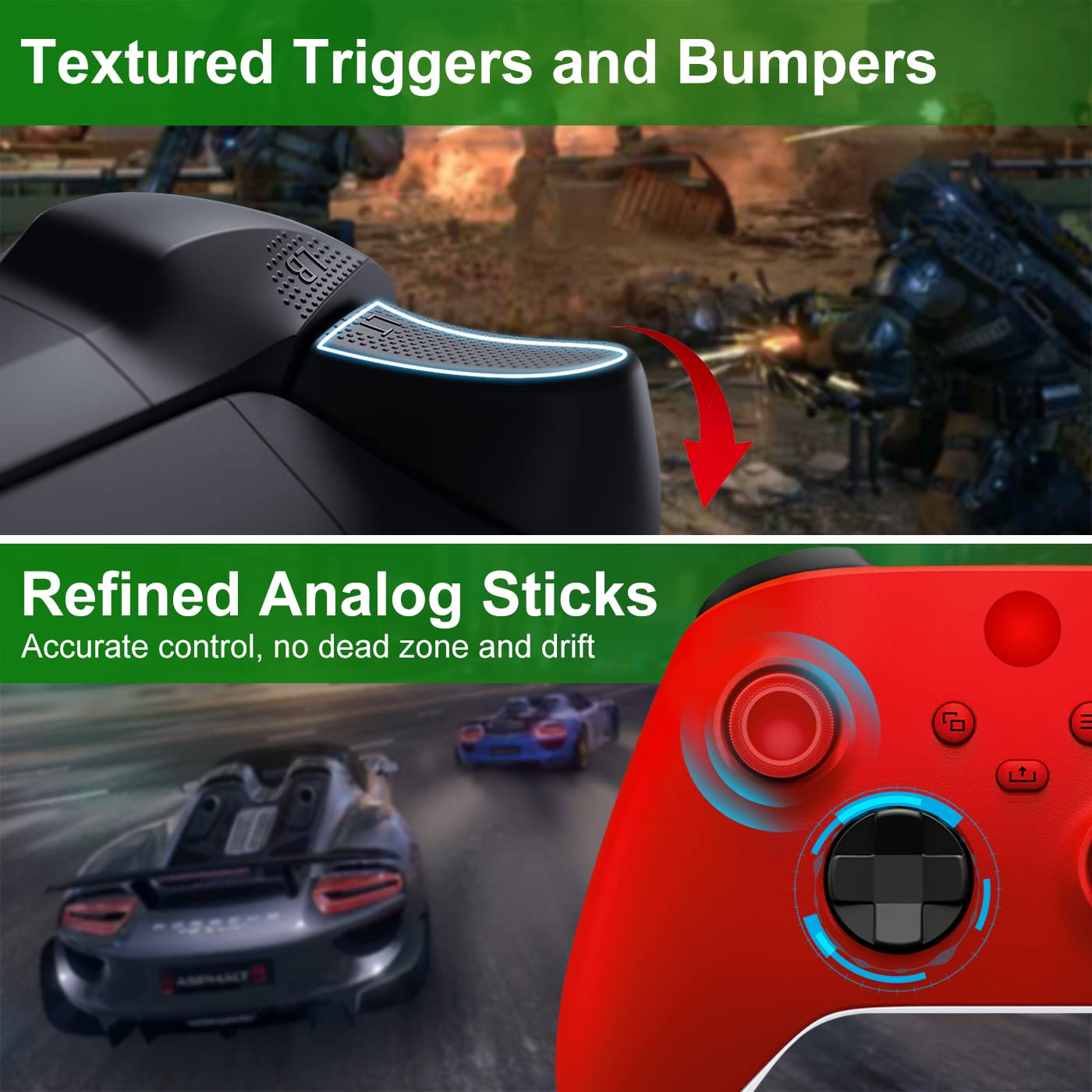 Controller for Xbox One, Replacement for Xbox Controller, Compatible with Xbox Series X|S and Windows 10/11, Support Custom Mapping, with 3.5mm HiFi Headset Jack/Dual Motors/ 6-Axis Gyroscope