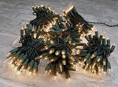 DecoBrite Incandescent 69ft (21m) 300 ct Christmas String Lights Clear with Green Wire, Indoor Outdoor Christmas Lights Decorations for Tree, Patio, Garden(300 Clear Bulbs with Green Wire