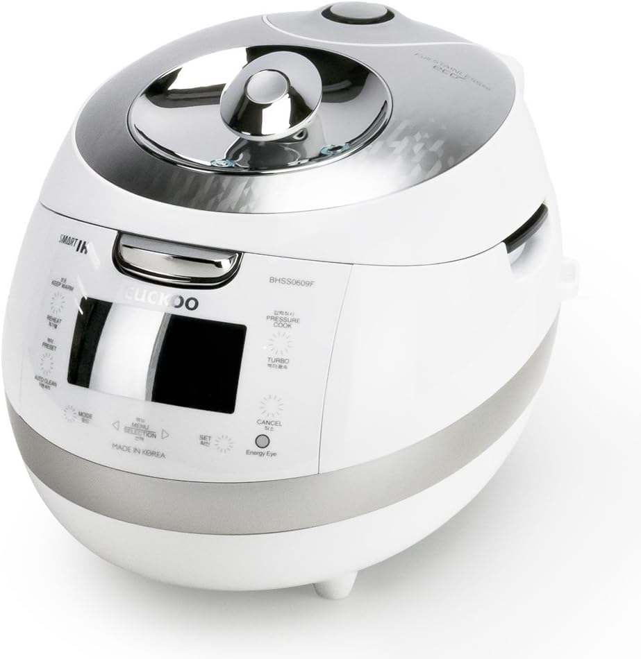 CUCKOO CRP-BHSS0609F | 6-Cup (Uncooked) Induction Heating Pressure Rice Cooker | 16 Menu Options, Stainless Steel Inner Pot, Made in Korea | White