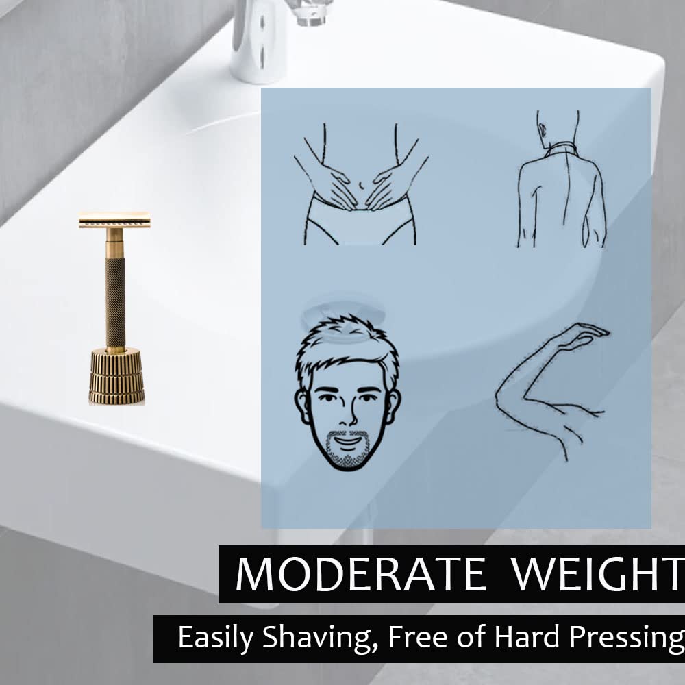 DanNuo Double Edge Safety Razor Long Handle with a Razor Stand Leather Case and 10pcs Replaceable Blades Safety Razor Kit for Men Classic Metal Manual Shavers, Gift Set Silver