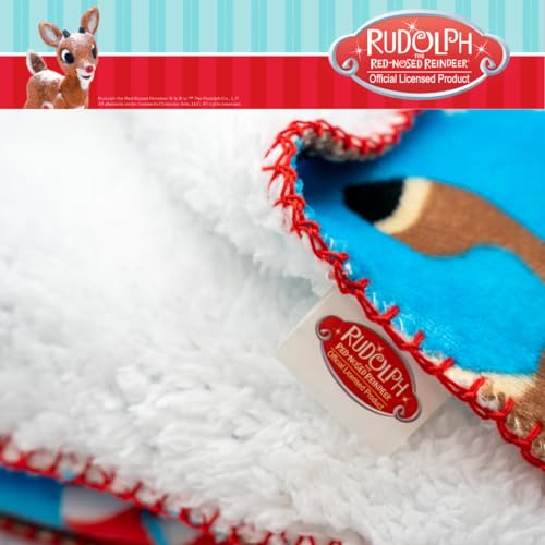 Franco Rudolph The Red Nose Reindeer Holiday Christmas Kids Bedding Soft Plush Sherpa Blanket Throw, 46 in x 60 in, (Officially Licensed Product)