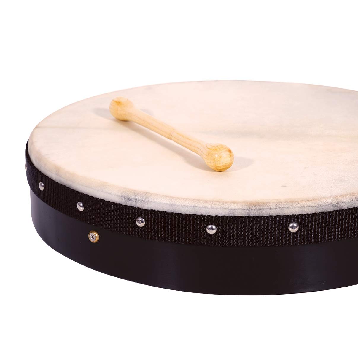 Professional 16” Diameter ‘Donard’ Bodhran in Plain Design with Tipper Beater Included - 3.5” Deep with Dark Green Finish
