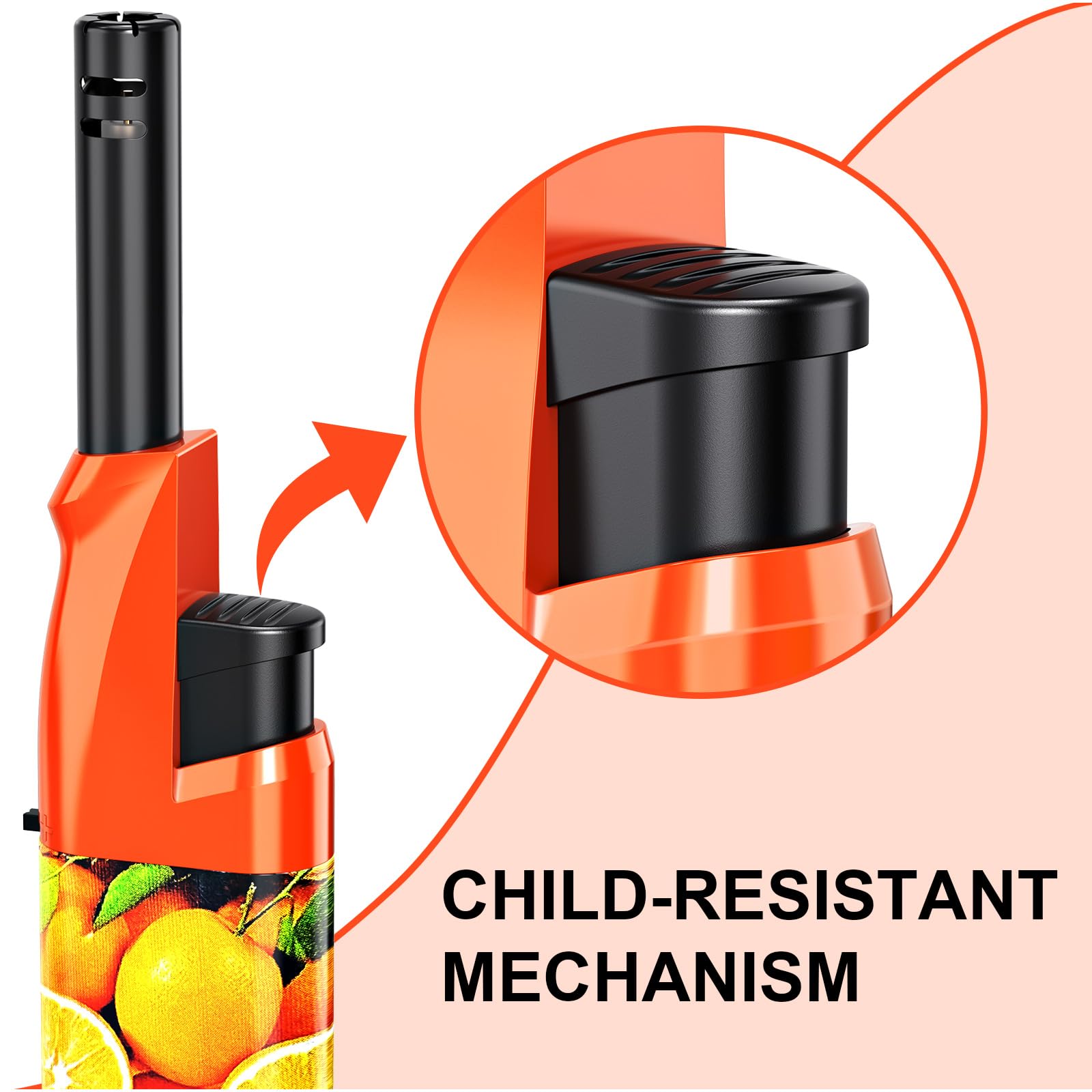 Candle Lighter, 8 Pack, Multipurpose Lighter with 1.5 Inch Extended Wand, Butane Refillable Adjustable Flame, Utility Lighter for BBQ Grill Fireplace (Without Butane)