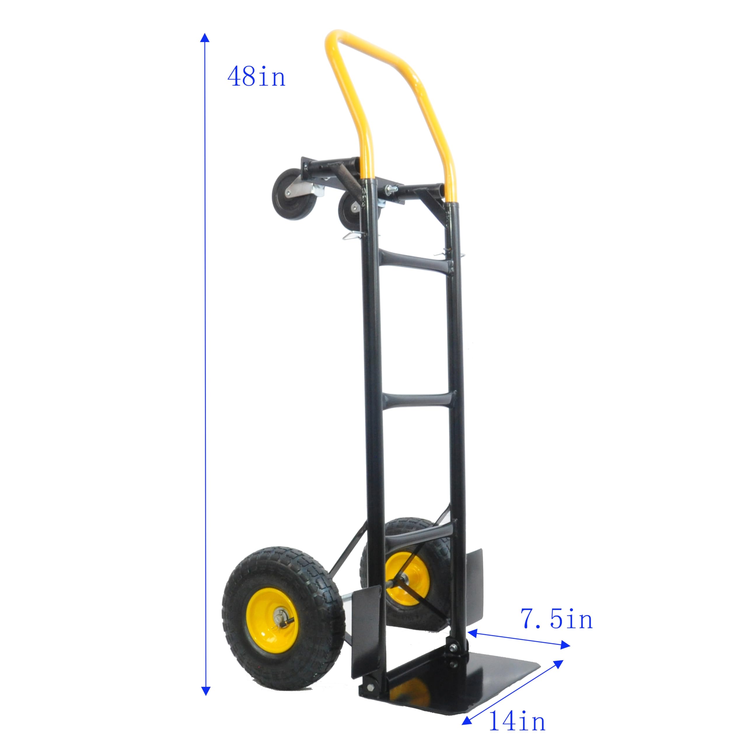 Convertible Hand Truck 2-in-1 Foldable Handcart, Large Capacity Portable Foldable Handcart, Foldable Handcart with Telescopic Handle, Foldable Handcart with Wheels, Foldable Mobile Handcart