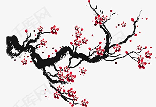 Suandsu 2 Pcs Artificial Plum Blossom Fake Wintersweet DIY Flowers Home Hotel Office Wedding Party Garden Decor 9'' High Red