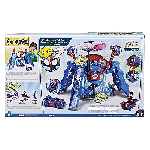 Spidey and His Amazing Friends Marvel Web-Quarters Playset with Lights and Sounds, Includes Spidey Action Figure and Toy Car, for Kids Ages 3 and Up,F1461
