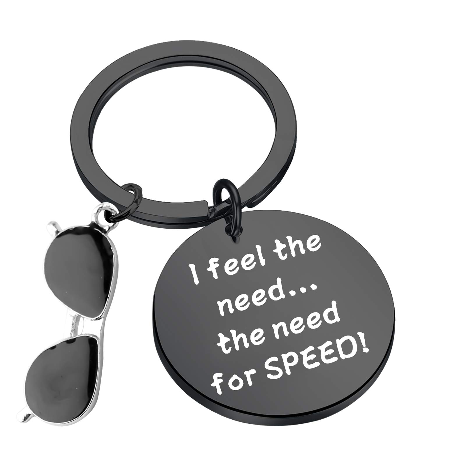 CENWA I Feel The Need The Need for Speed Aviator Glasses Charm Keychain Movie Gift for Fans(I Feel The black-K)